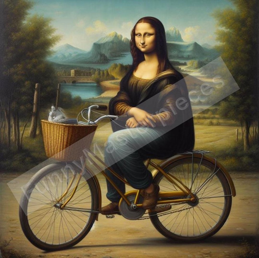 Mona Lisa With Bike Leonardo Da Vinci Digital Art Print Printable Wall ...