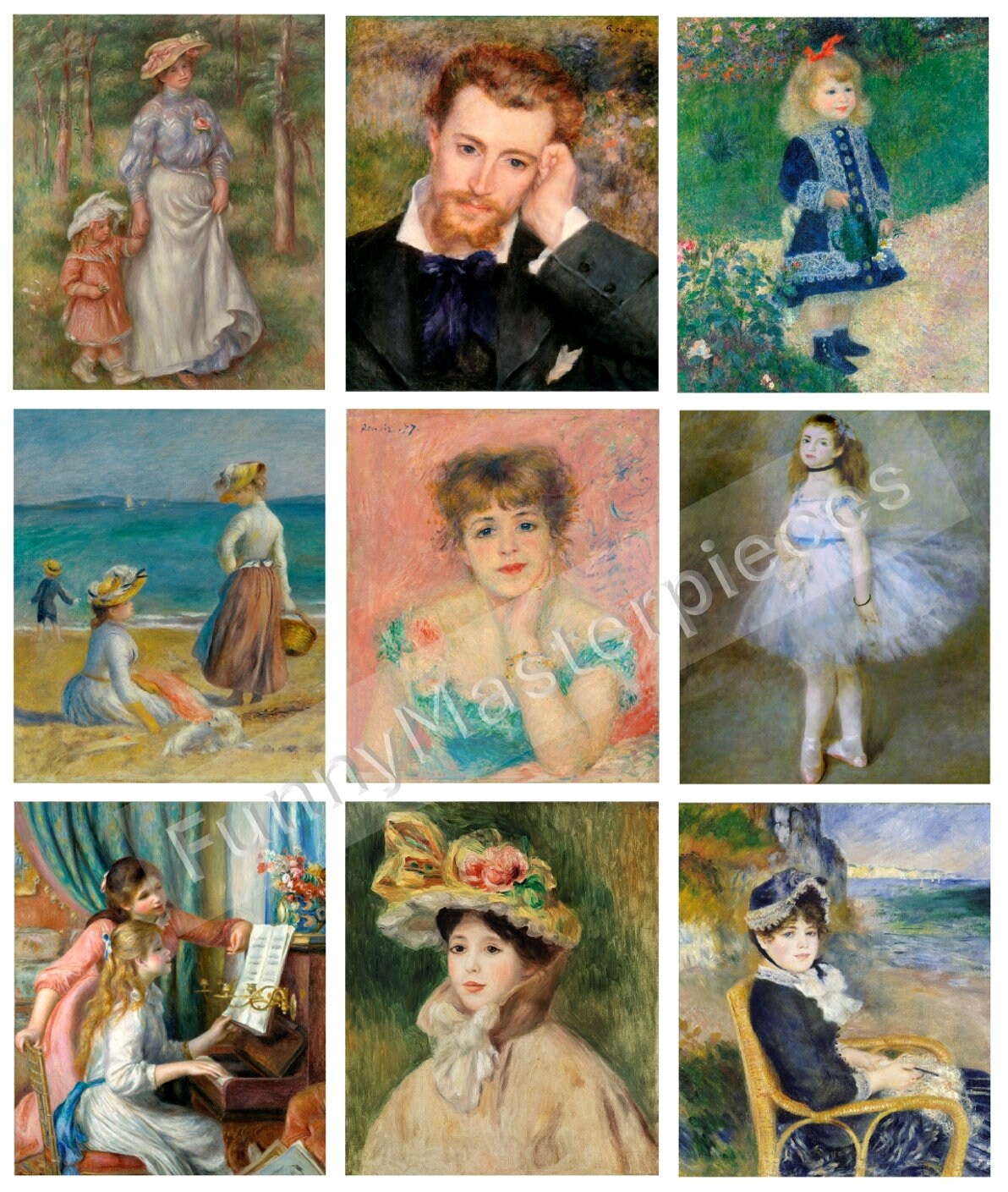 Renoir Art Collage Printable Pierre-auguste Renoir Paintings Art Lover ...