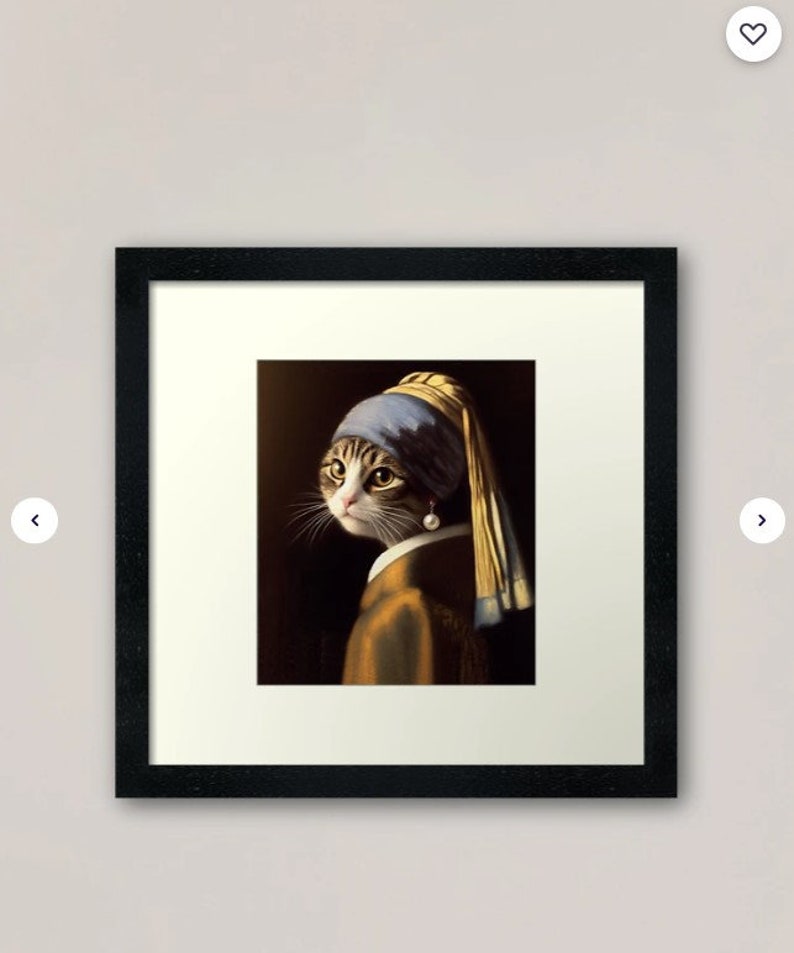 Girl With a Pearl Earring Vermeer Painting Parody Vermeer Print Cat ...