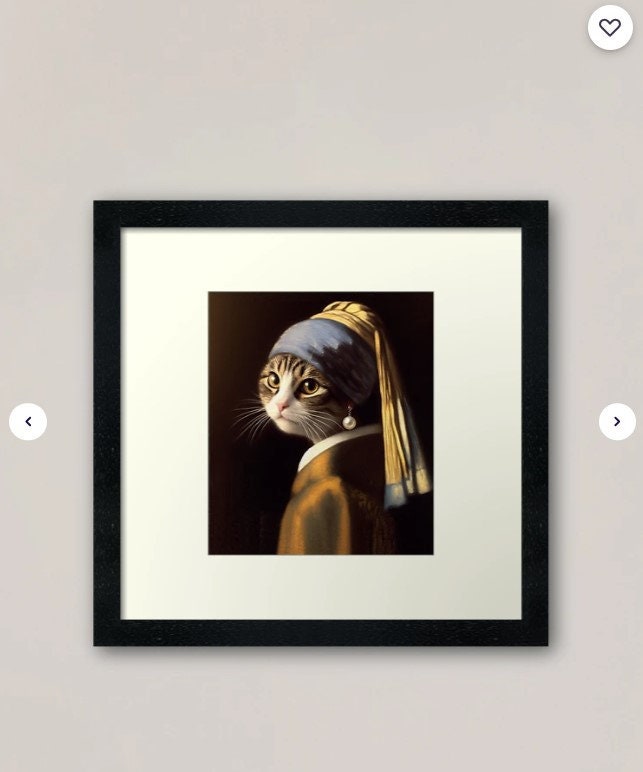 Girl With a Pearl Earring Vermeer Painting Parody Vermeer Print Cat ...