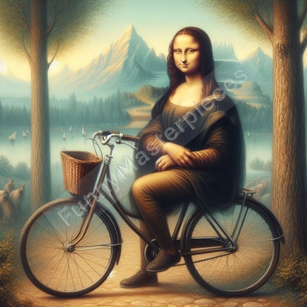 Mona Lisa With Bicycle Leonardo Da Vinci Digital Art Print Printable ...