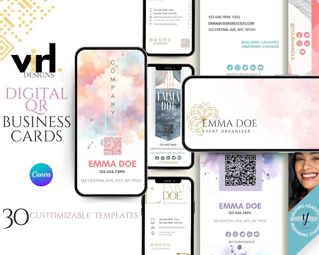 30 Minimalistic Digital Business Card Templates With QR Codes | Neutral ...