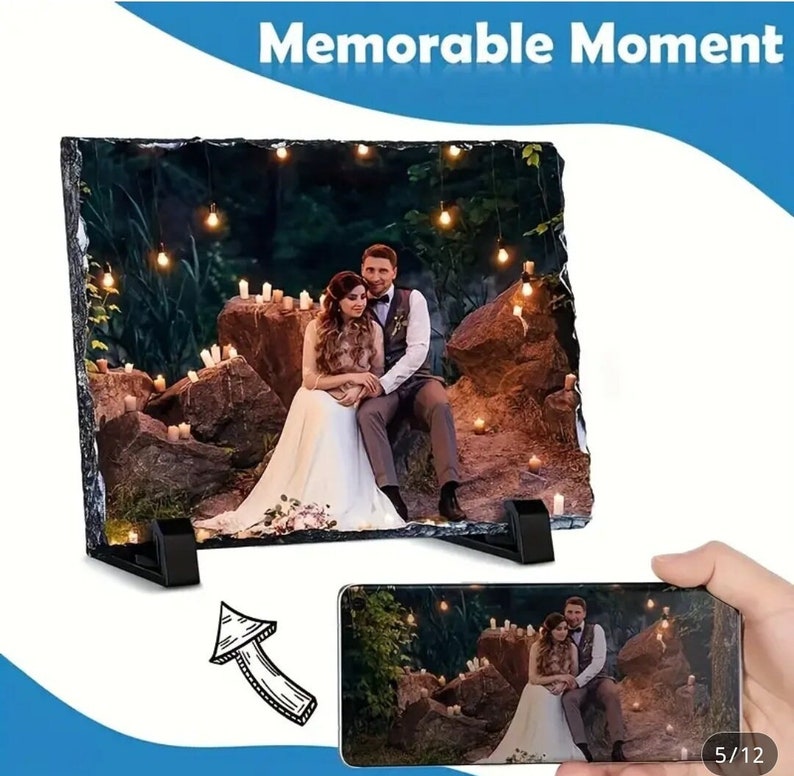 Stone Photo Frame Slate Custom Personalized - Etsy