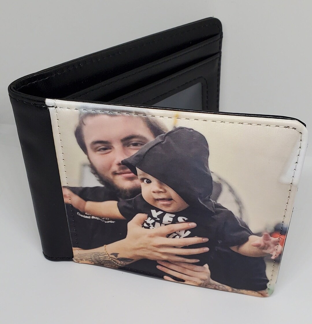 Custom Photo Mens Wallet With Picture Window Pu Leather Fathers Day ...
