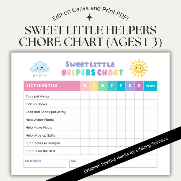 Toddler Chore Chart - Etsy