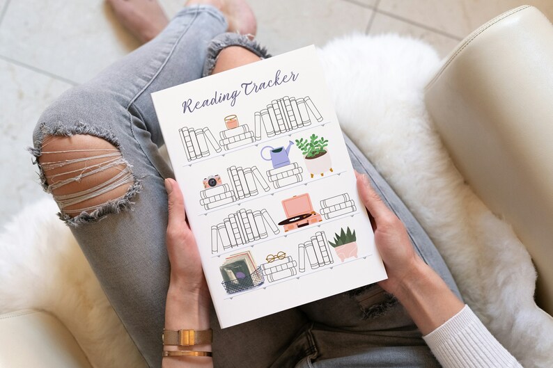 Reading Tracker Printable - Bookshelf Reward Chart 50 & 100 Book Stack ...