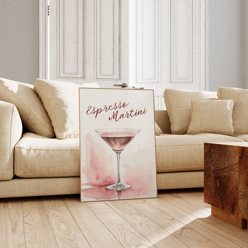 Espresso Martini Print - Printable Espresso Martini Art | Funky Dopamine Decor Bar Cart ...