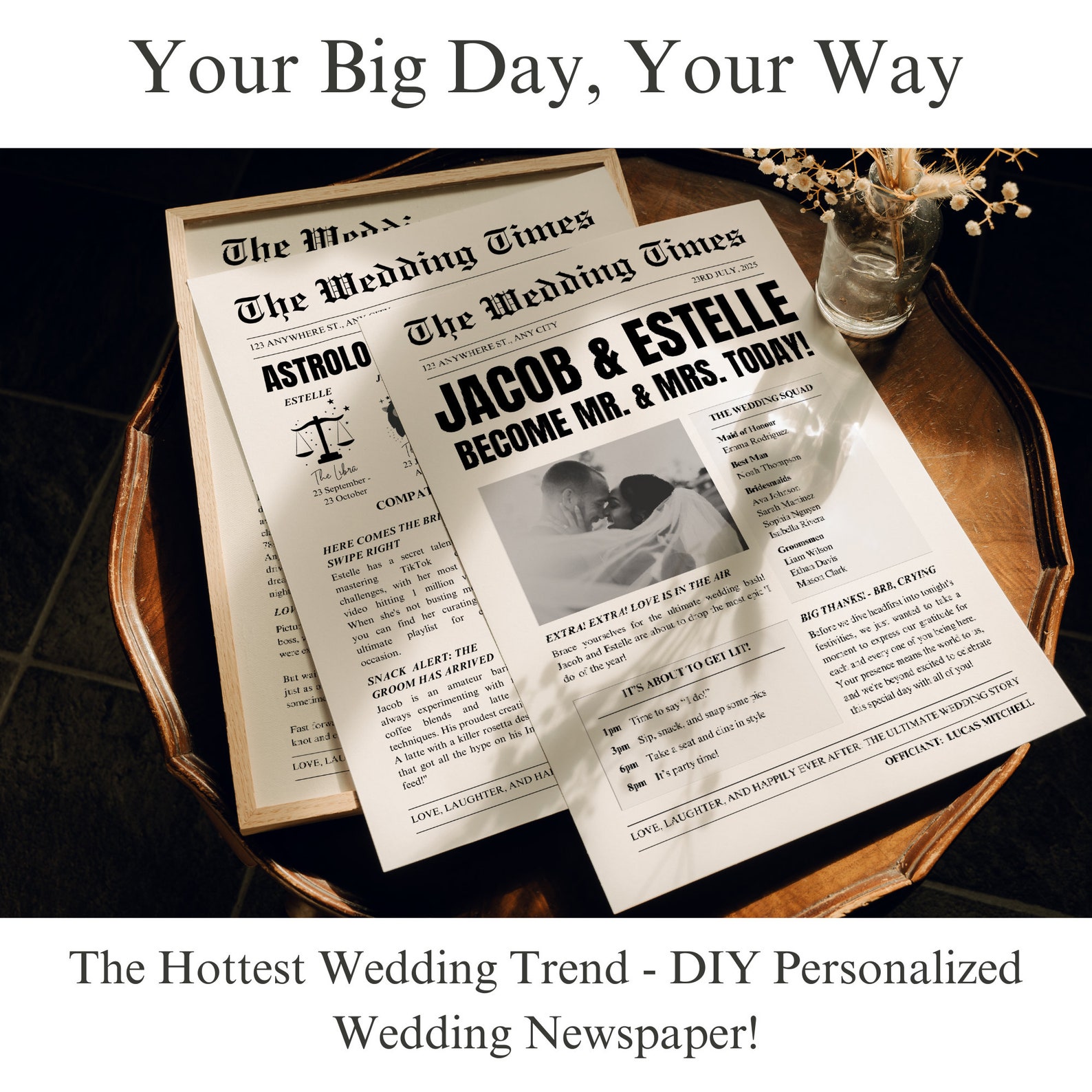 Custom Newspaper Wedding Program Template: Wedding Newspaper Wedding ...