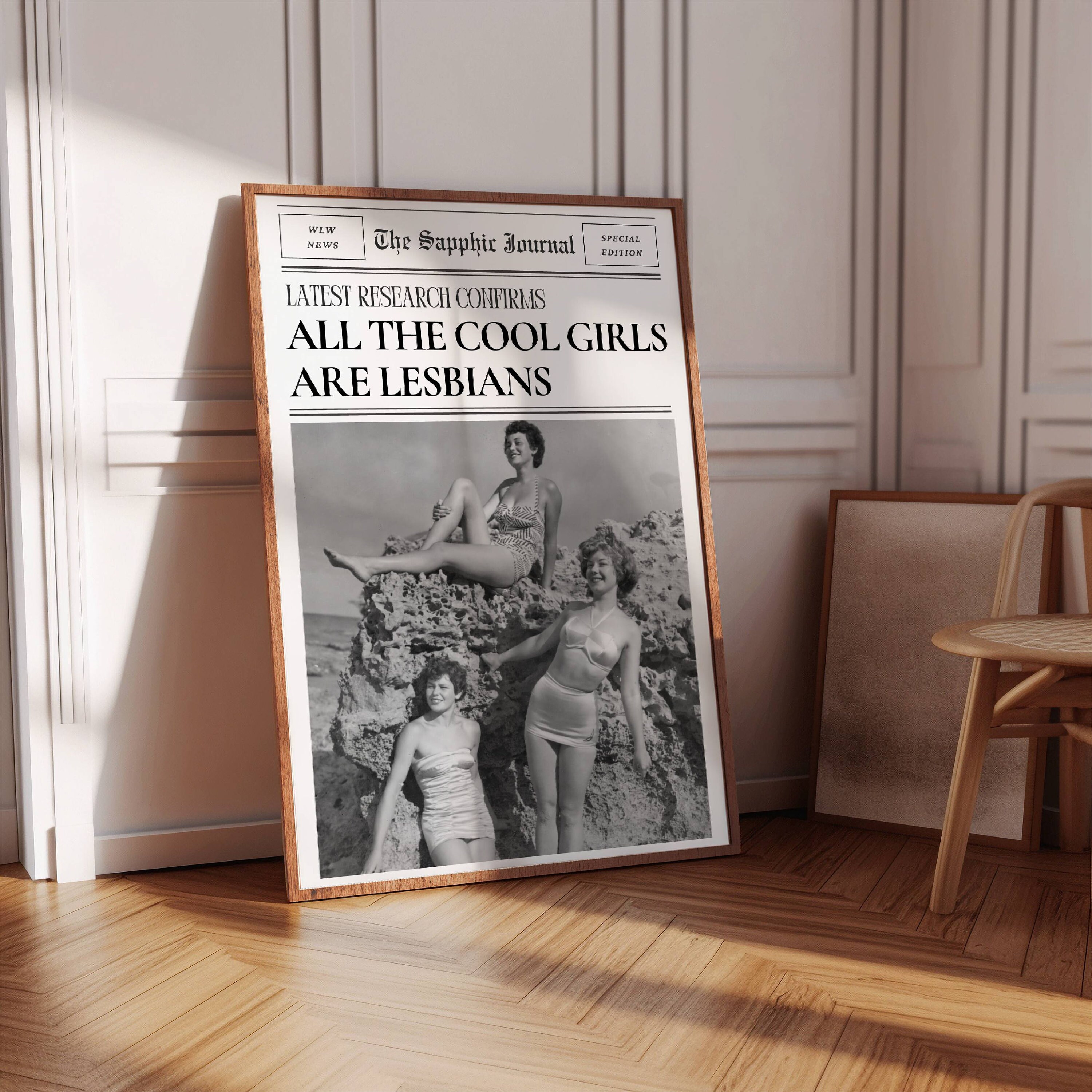 Printable Newspaper Wall Art All The Cool Girls Are Lesbians Newspaper