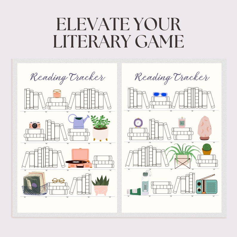 Reading Tracker Printable - Bookshelf Reward Chart 50 & 100 Book Stack ...