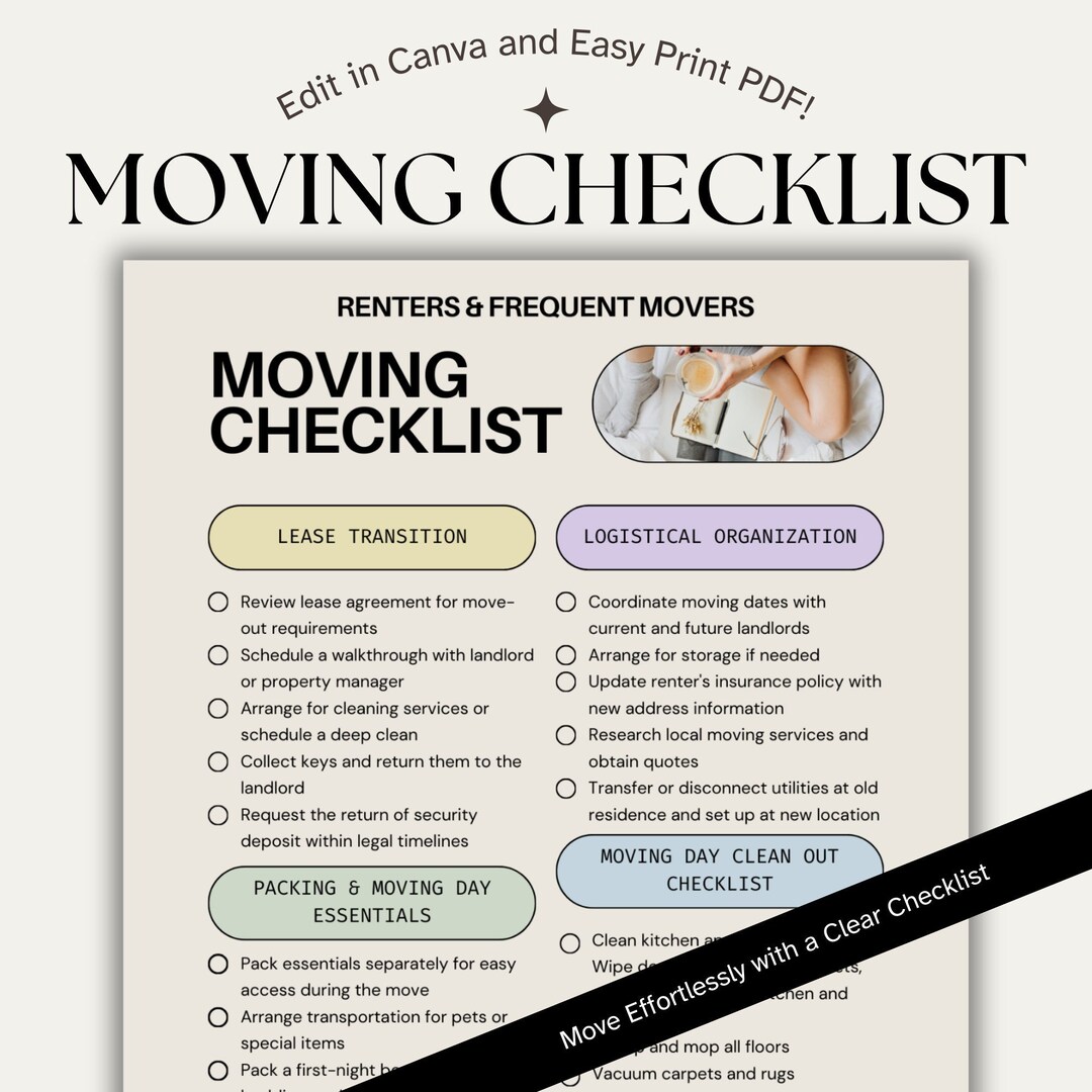 Comprehensive Moving Checklist Movemate for Renters and Frequent Movers ...