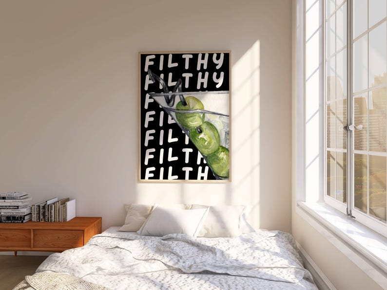 Filthy Dirty Martini Printable Wall Art — Retro Cocktail Poster, Cheeky ...