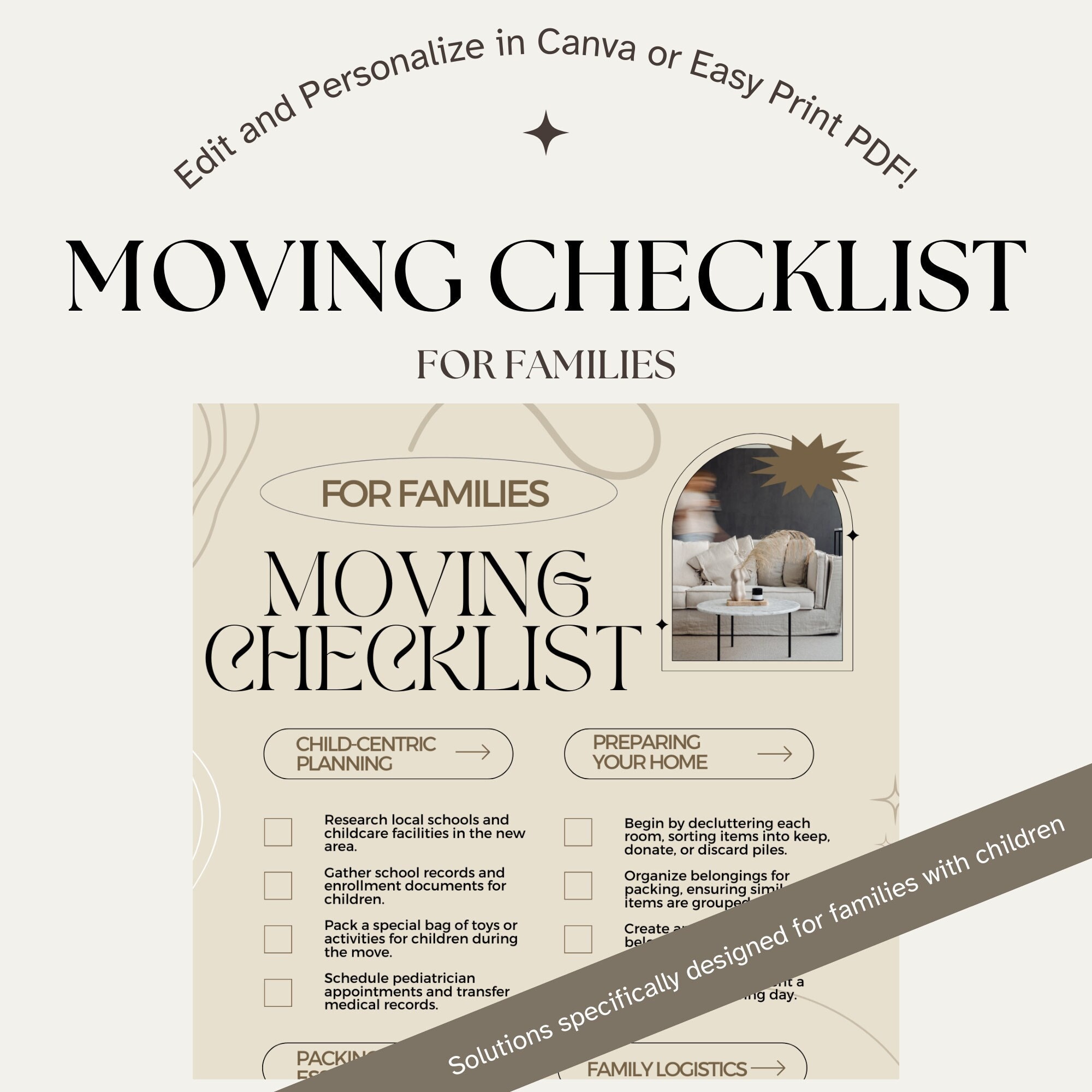 Comprehensive Moving Checklist Families With Children Task Tracker ...