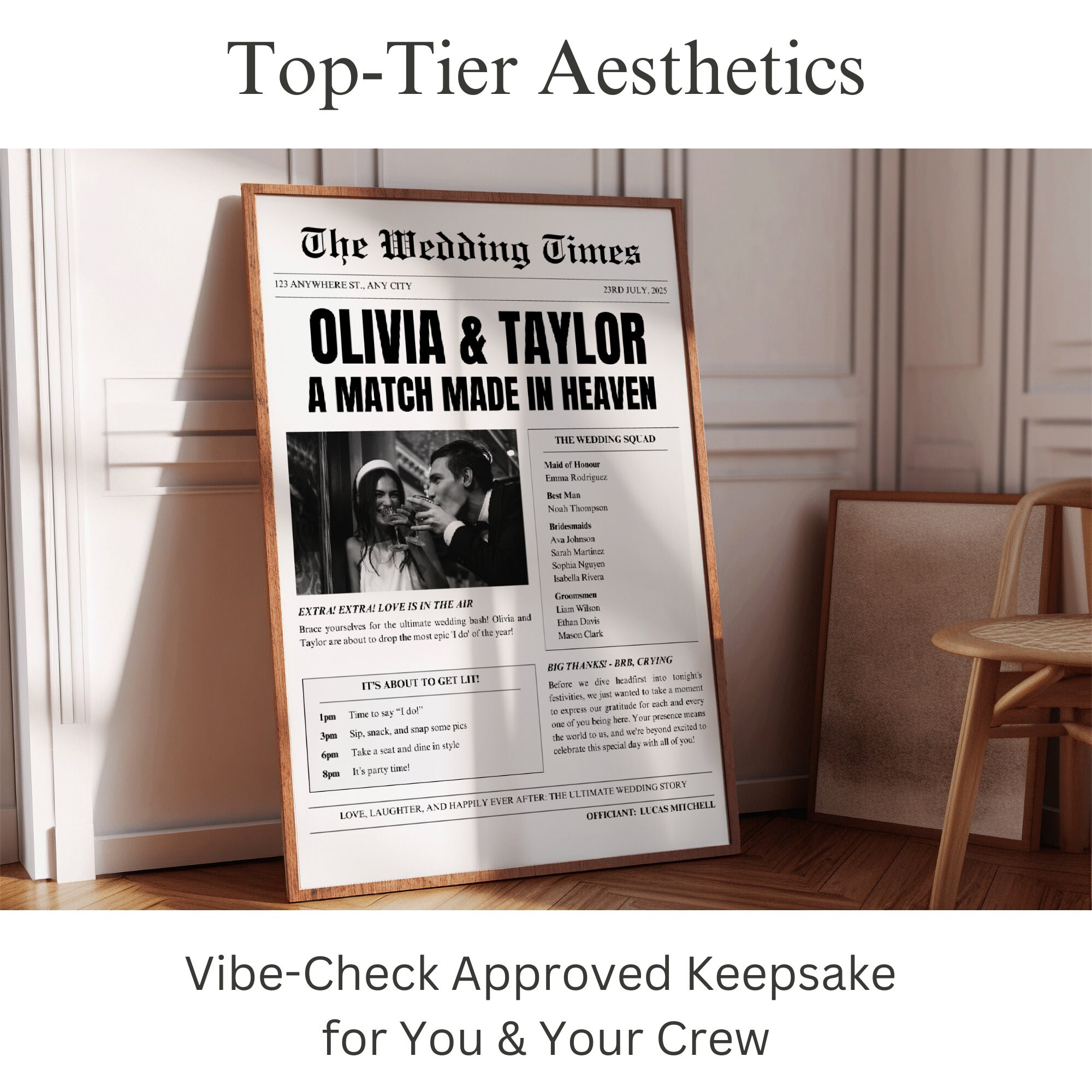 Ready to Print Custom Newspaper Wedding Program: Wedding Newspaper Made ...