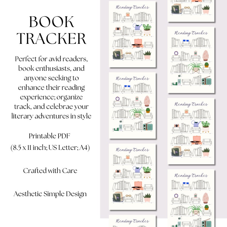 Reading Tracker Printable Bookshelf Reward Chart 50 & 100 Book Stack ...