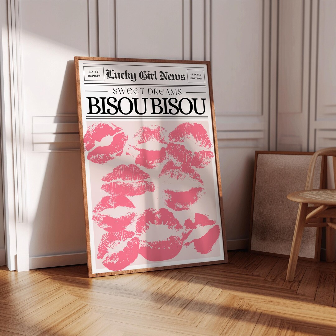 Printable Newspaper Wall Art - Sweet Dreams Bisou Bisou | Newspaper ...