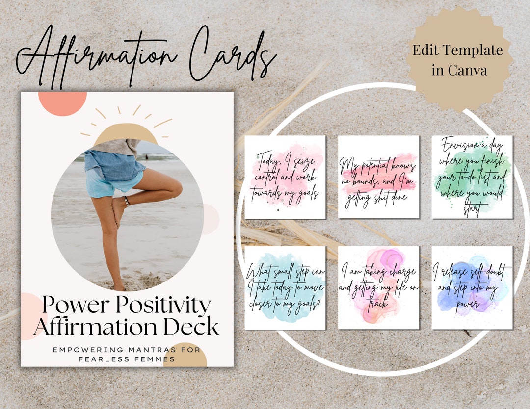Power Positivity Affirmation Cards Quote Cards 60 Journal Prompts 4 ...