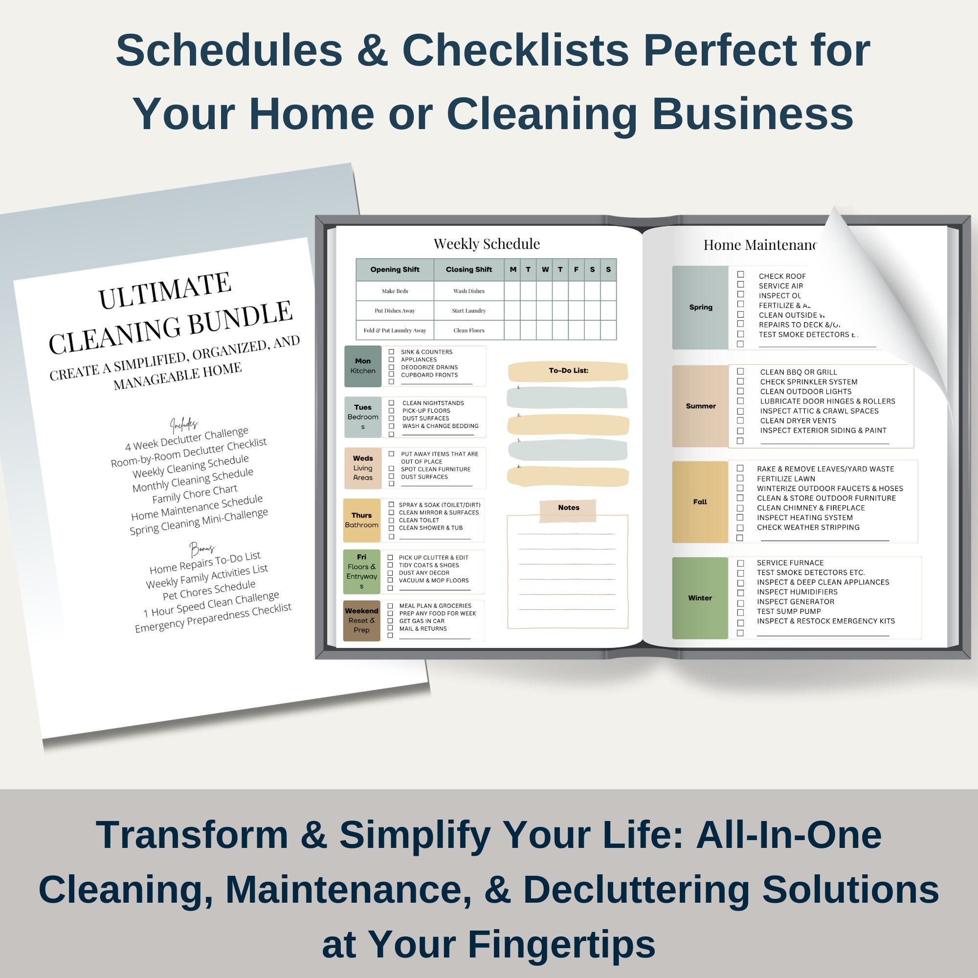 Ultimate Cleaning Schedule Cleaning Checklist Life Binder Decluttering Guide Editable Chore ...