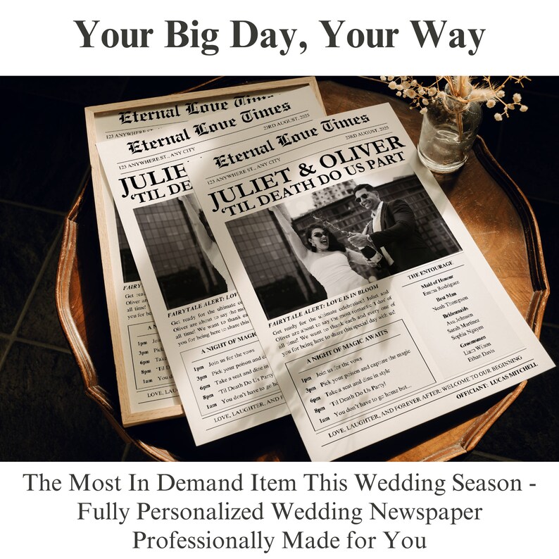 Made to Order Custom Newspaper Wedding Program: Wedding Newspaper Made ...