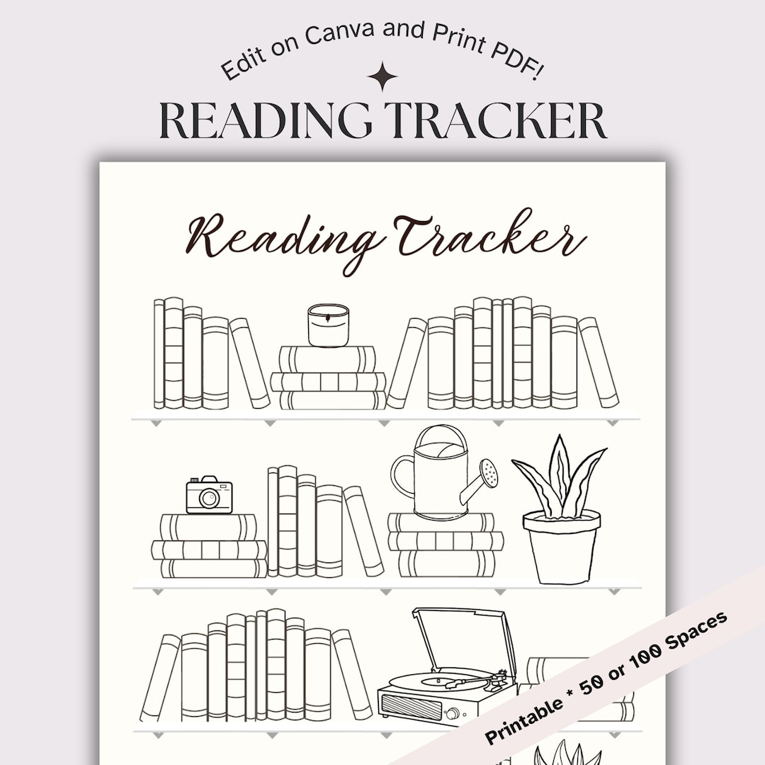 Reading Tracker Printable - Reading Planner 50 & 100 Book Stack ...