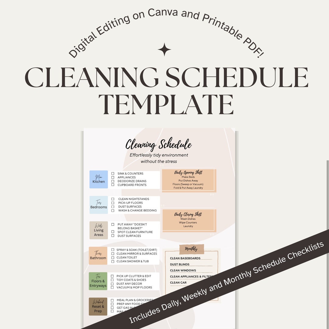 Cleaning Schedule Master Cleaning List Deep Clean Checklist Digital ...