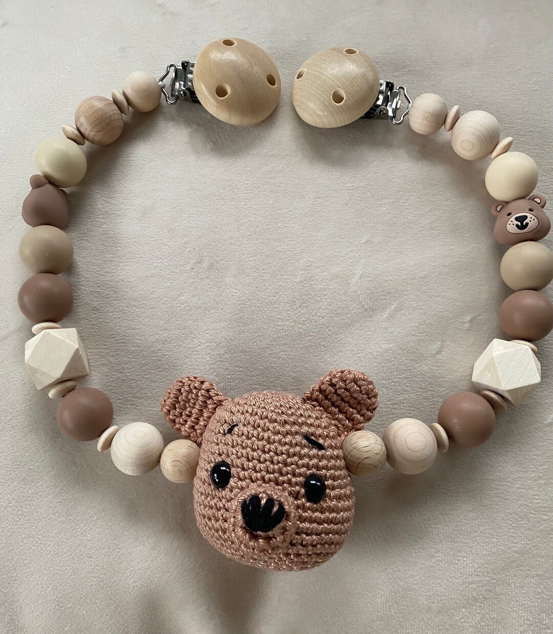 Stroller Chain Bear Made of Wood and Silicone - Etsy