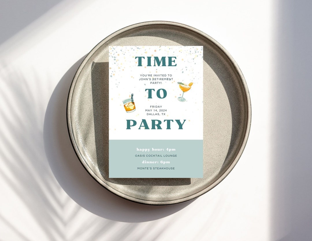 Modern Customizable Party Invitation Template - Retirement, Cocktail ...