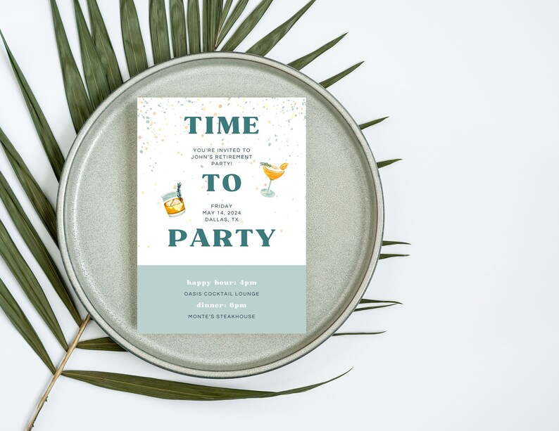 Modern Customizable Party Invitation Template - Retirement, Cocktail ...