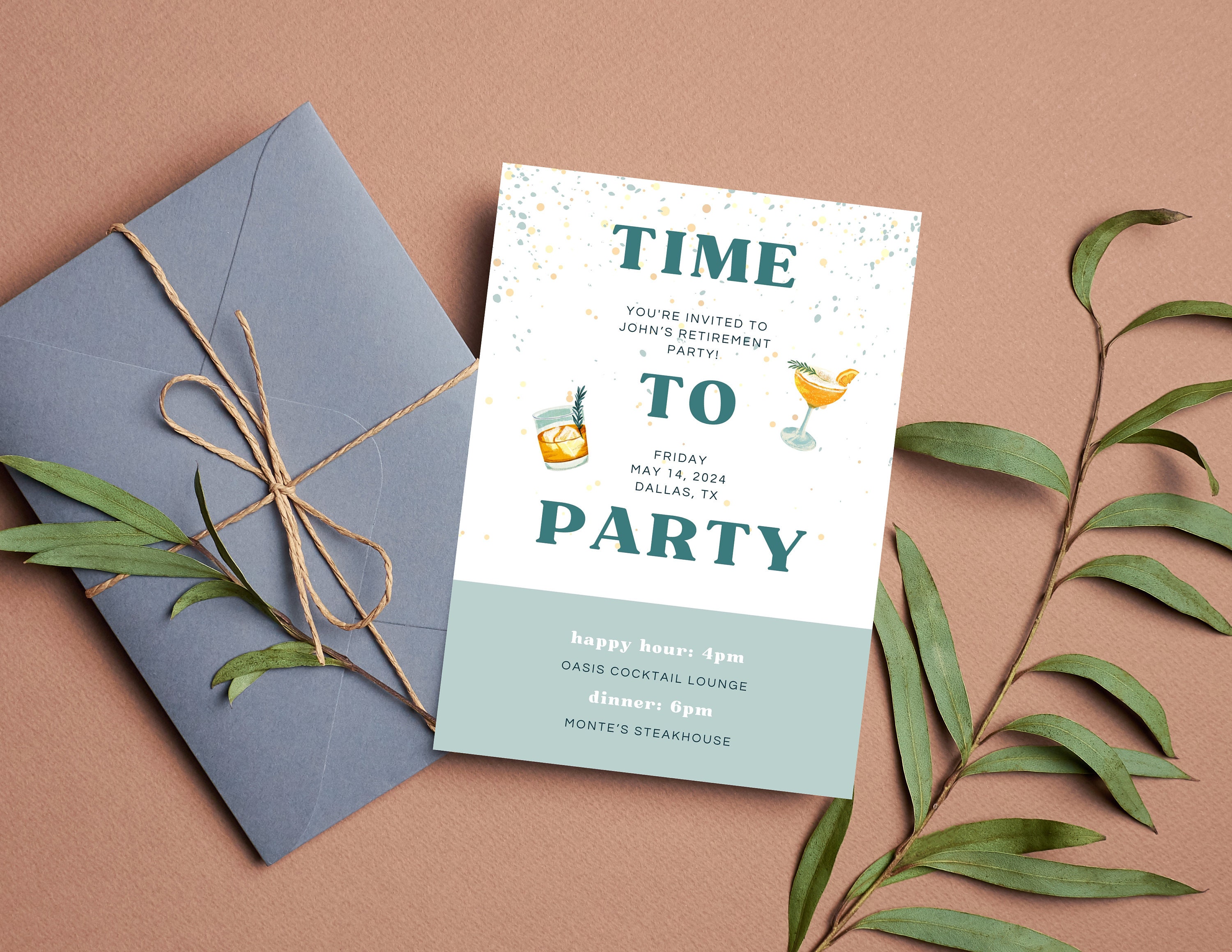 Modern Customizable Party Invitation Template - Retirement, Cocktail ...