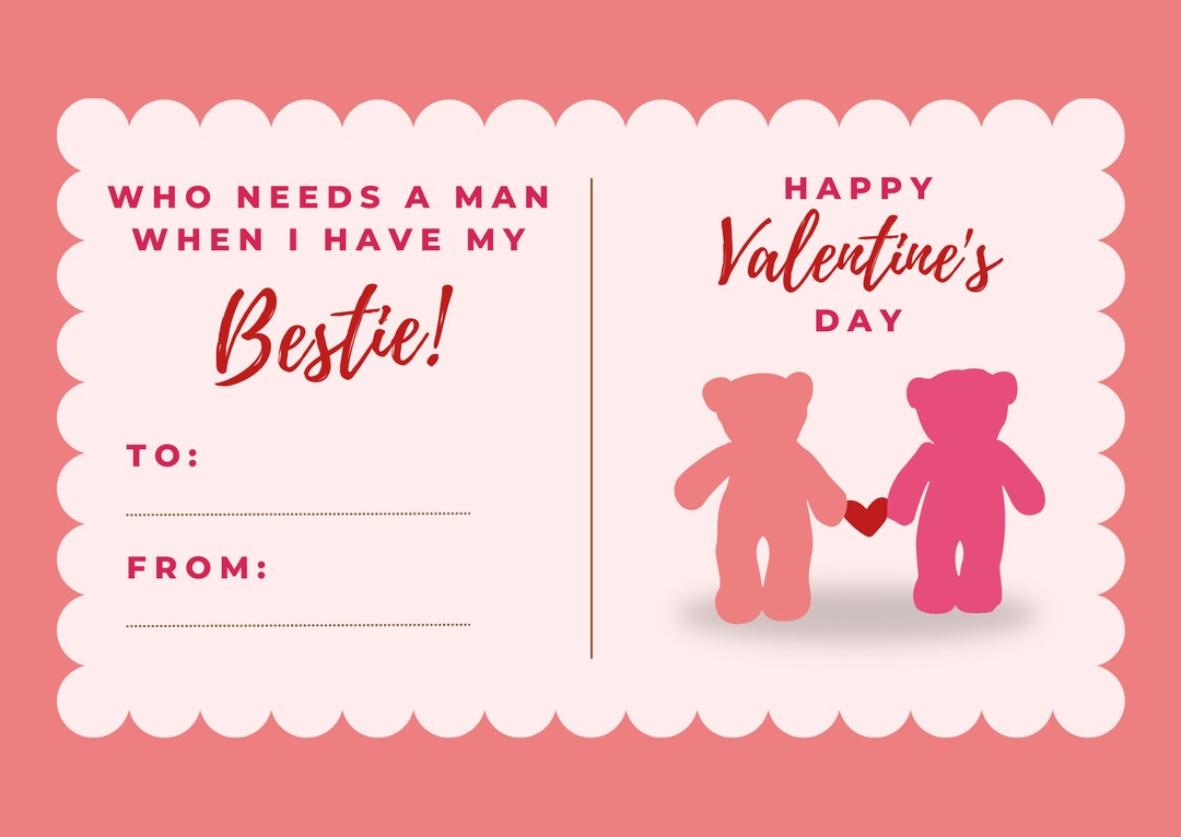 Best Friend Printable Valentine's Day Card, Valentine's Day Gift - Etsy
