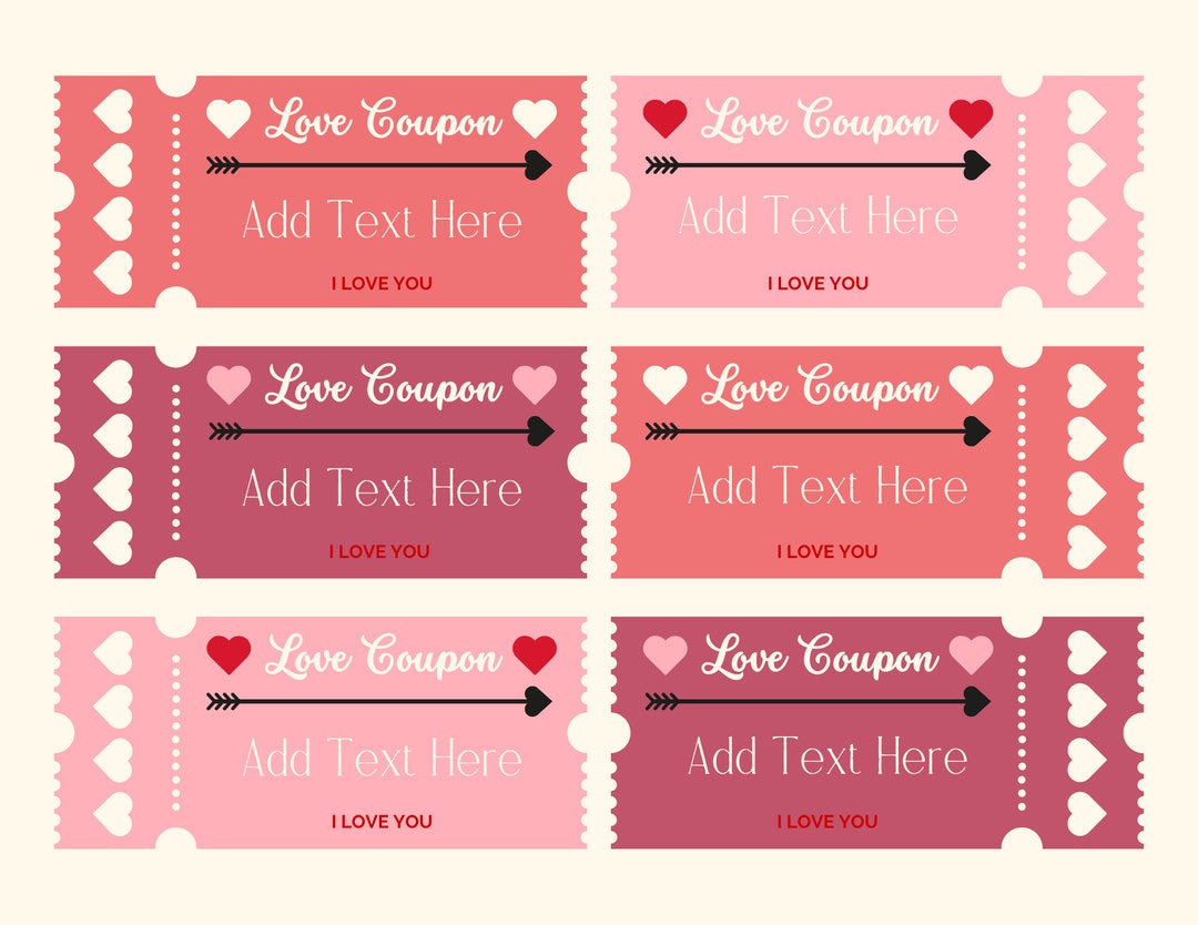 Customizable Love Coupon, Valentine's Day Gifts - Etsy