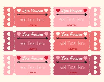 EDITABLE Love Coupon, Valentine's Day Gift, Customizable Printable ...