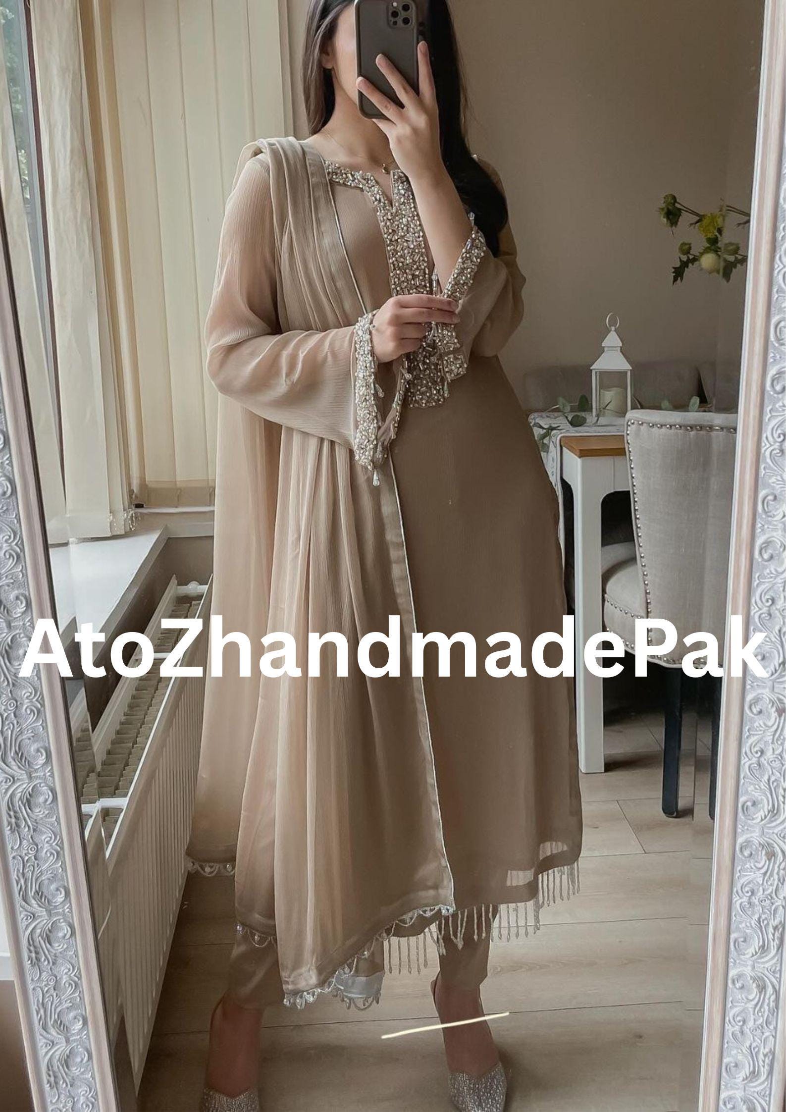 Pink Sharara Suit, Real Moti Hand Work, Pakistani Festive Wear ...