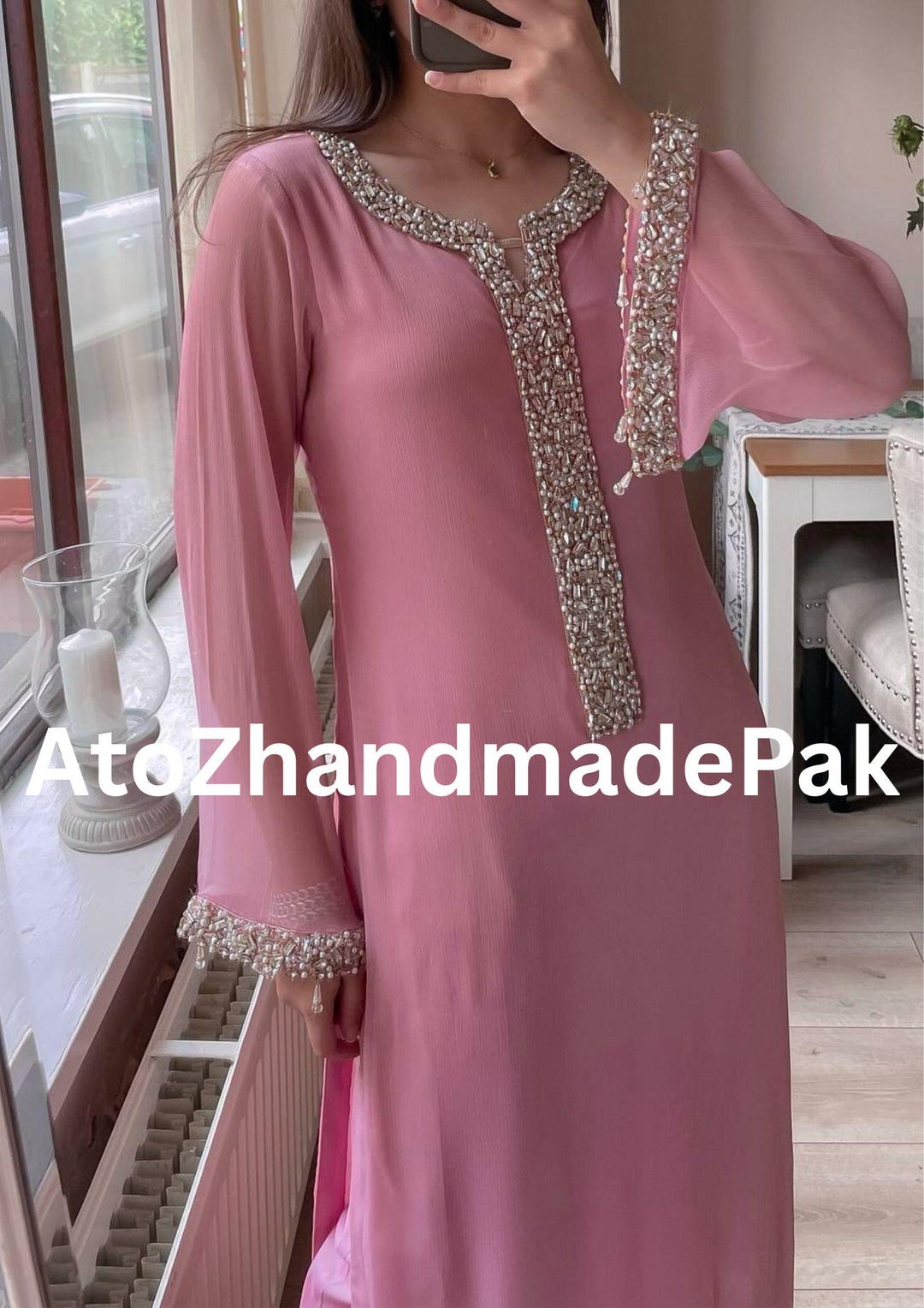 Pink Sharara Suit, Real Moti Hand Work, Pakistani Festive Wear, Designer Traditional Outfit ...