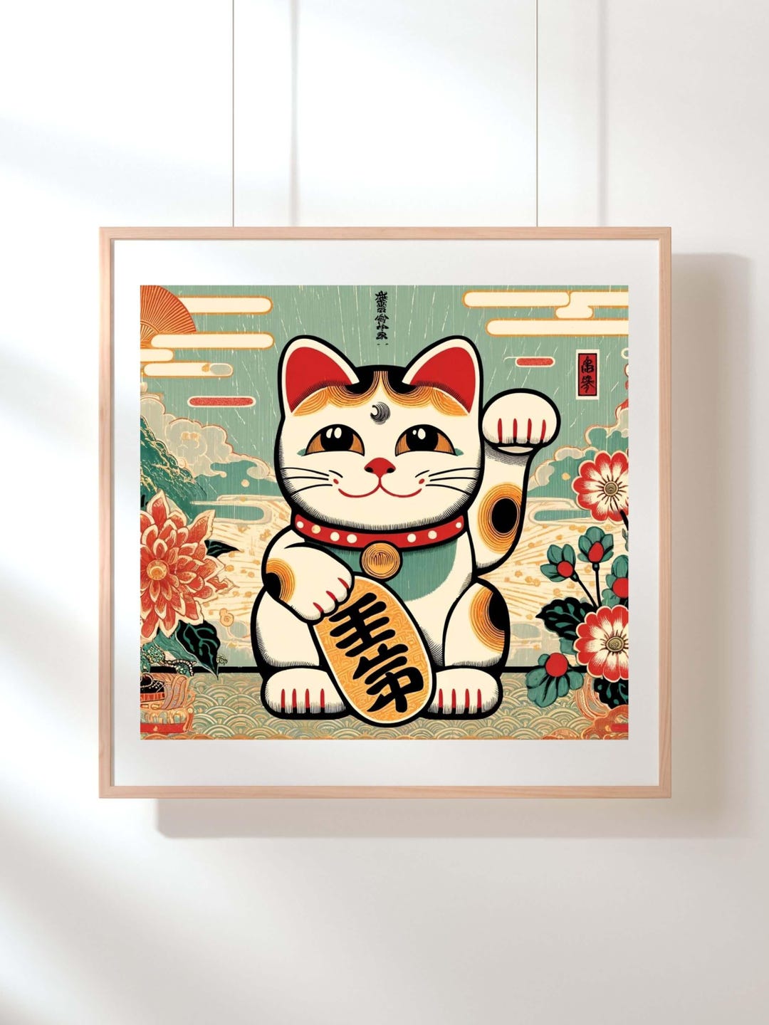 Maneki Neko Cat Art Print for a Cat Lover- Beckoning Cat Art Inspired ...