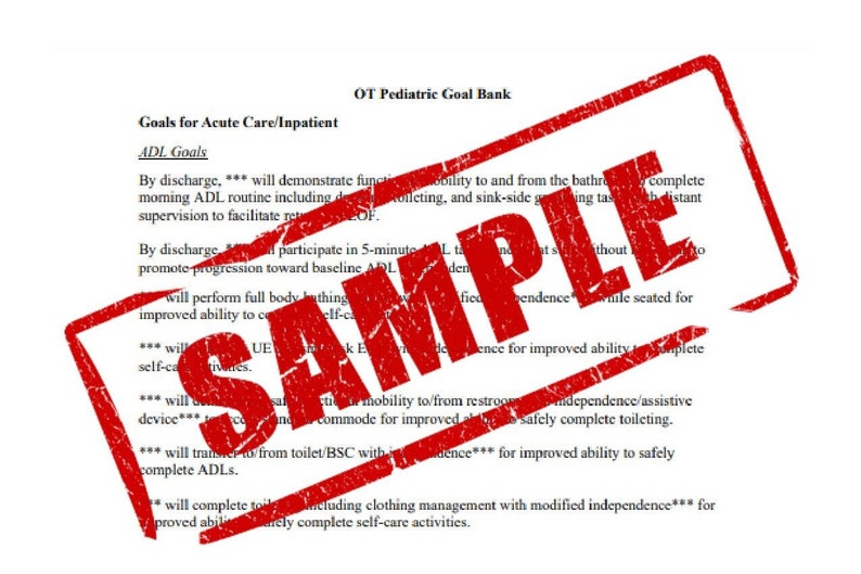 Pediatric Occupational Therapy Goal Bank - Etsy