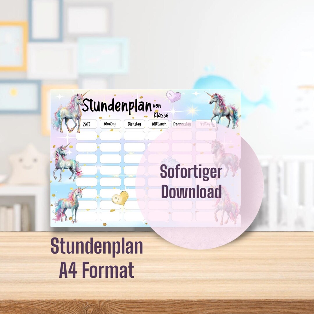 Unicorn Timetable – Magical Back to School | Instant Download PDF | DIN ...