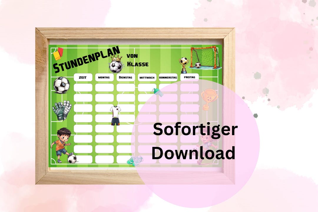 Football Timetable for Children | School Enrollment Gift | Instant ...