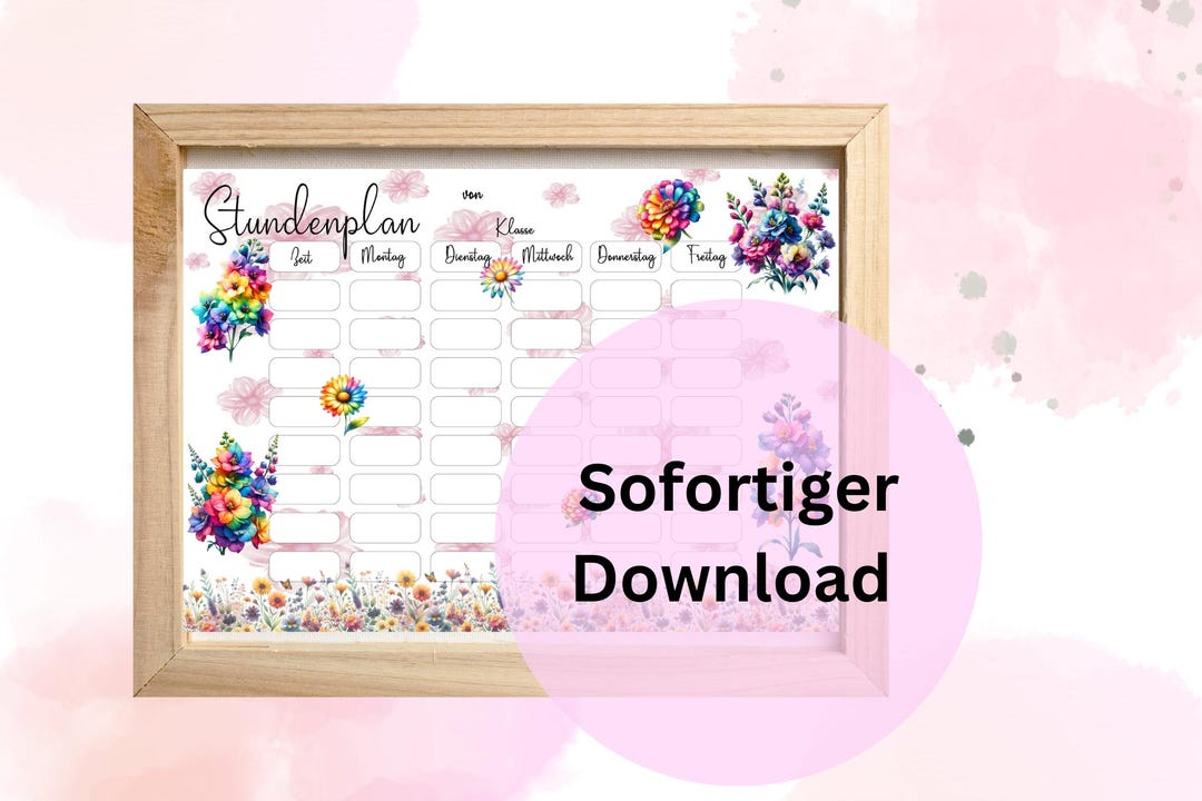 Flower Timetable – Perfect for the Start of School | PDF Download A4 - Etsy