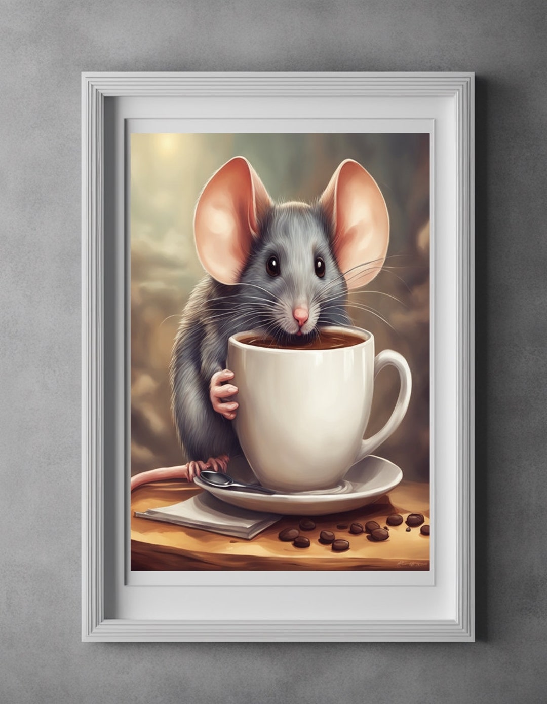 Mouse Drinks Coffee Digital - Etsy