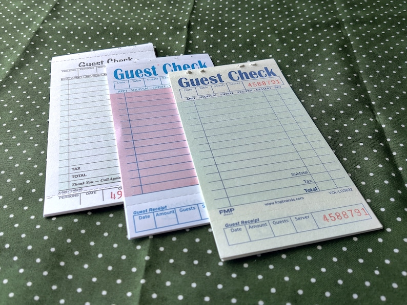 Guest Check Paper Sample Packet - Etsy