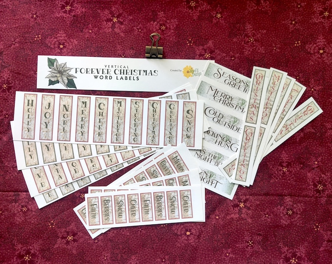 The "forever Christmas" Vertical and Horizontal WORD Label Strips With ...