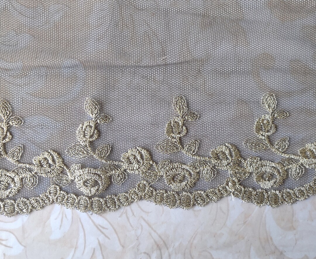 7 Black Mesh Gold & Platinum Deco Stitch Boho Lace, by the Yard - Etsy