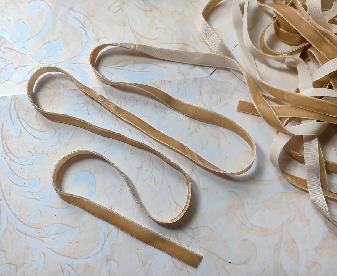 3/8 Inch Antique Gold Velvet Ribbon; Sold by the Yard - Etsy