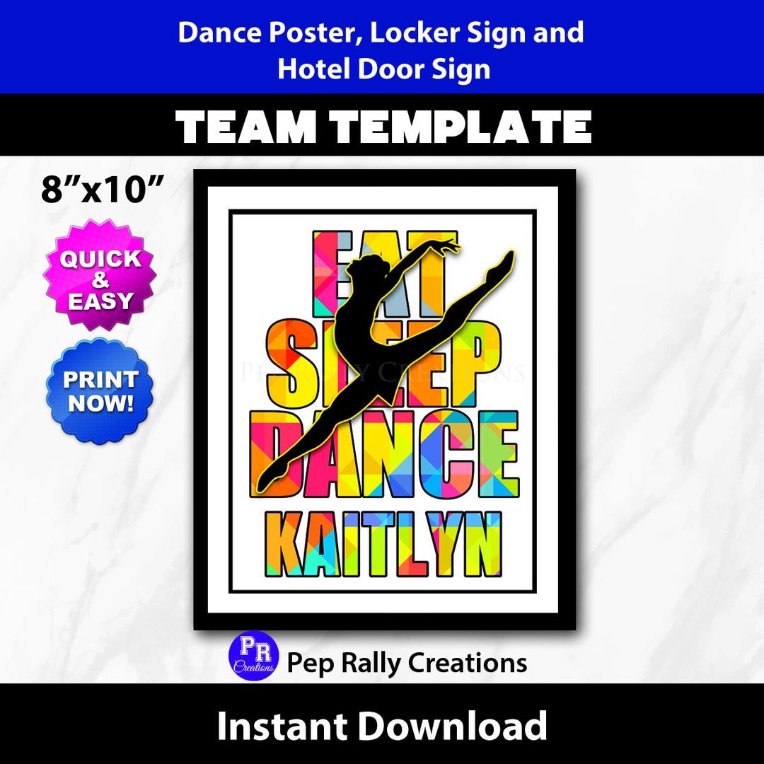 Personalized Dance Poster, Dancer Wall Art, Dance Locker Sign, Door ...