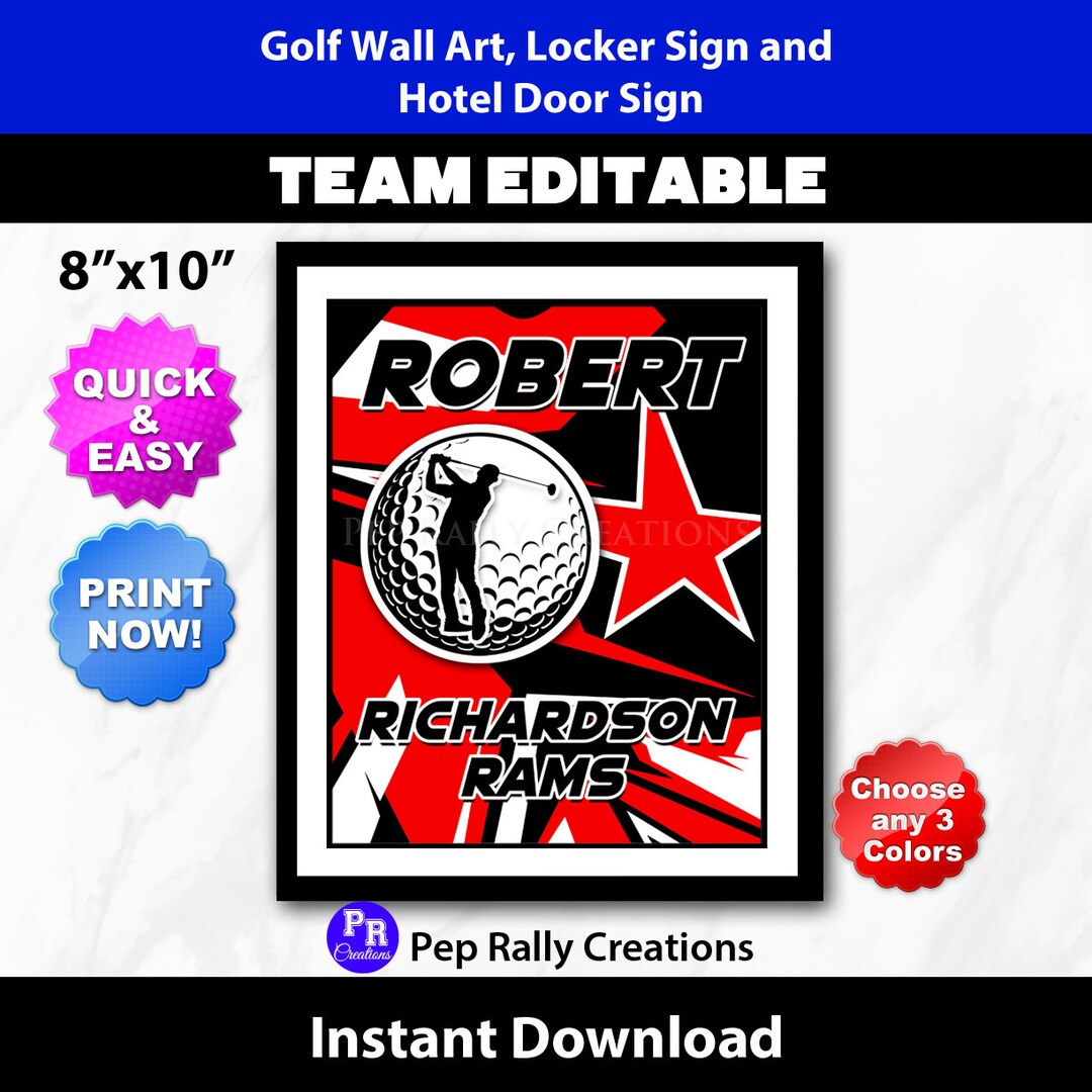 Personalized Golf Wall Art Team Gift for Boys, Golf Poster, Locker Sign ...
