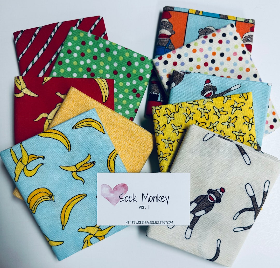 Sock Monkey - Fat Quarter Bundle 3 Versions - Etsy