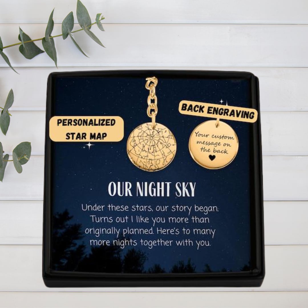 Our Night Sky Map Keychain - Personalized Constellation Keyring, Gift ...