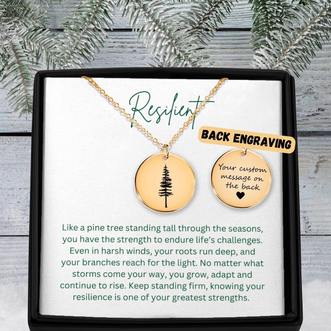 Pine Tree Gold Coin Necklace - Gift for Her, Resilient Jewelry for ...