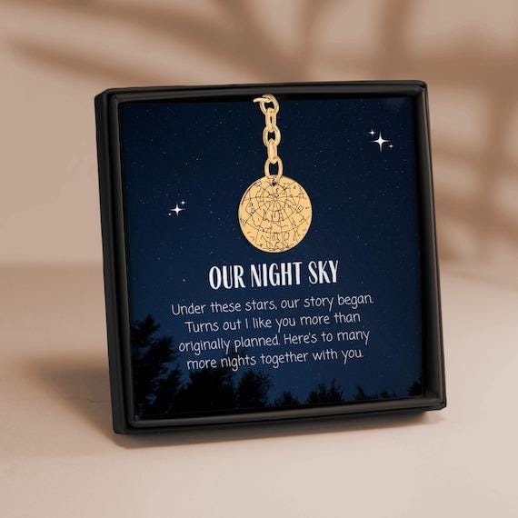 Our Night Sky Map Keychain Personalized Constellation Keyring, Gift for ...
